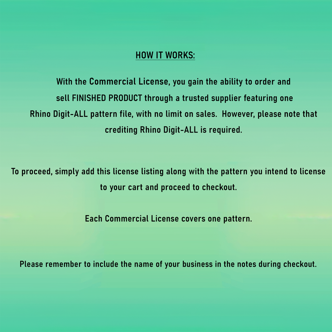 Single Pattern Commercial License – Rhino Digit-ALL